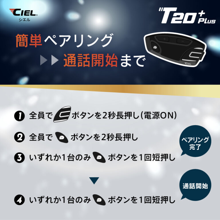 【お求めやすい価格に再設定!! 】オートバイライダーに寄り添うCIELからツーリングをより楽しく便利にするBluetoothインカム｢ T20 Plus 3色カラー｣装い新たに新発売！ | 2 ...